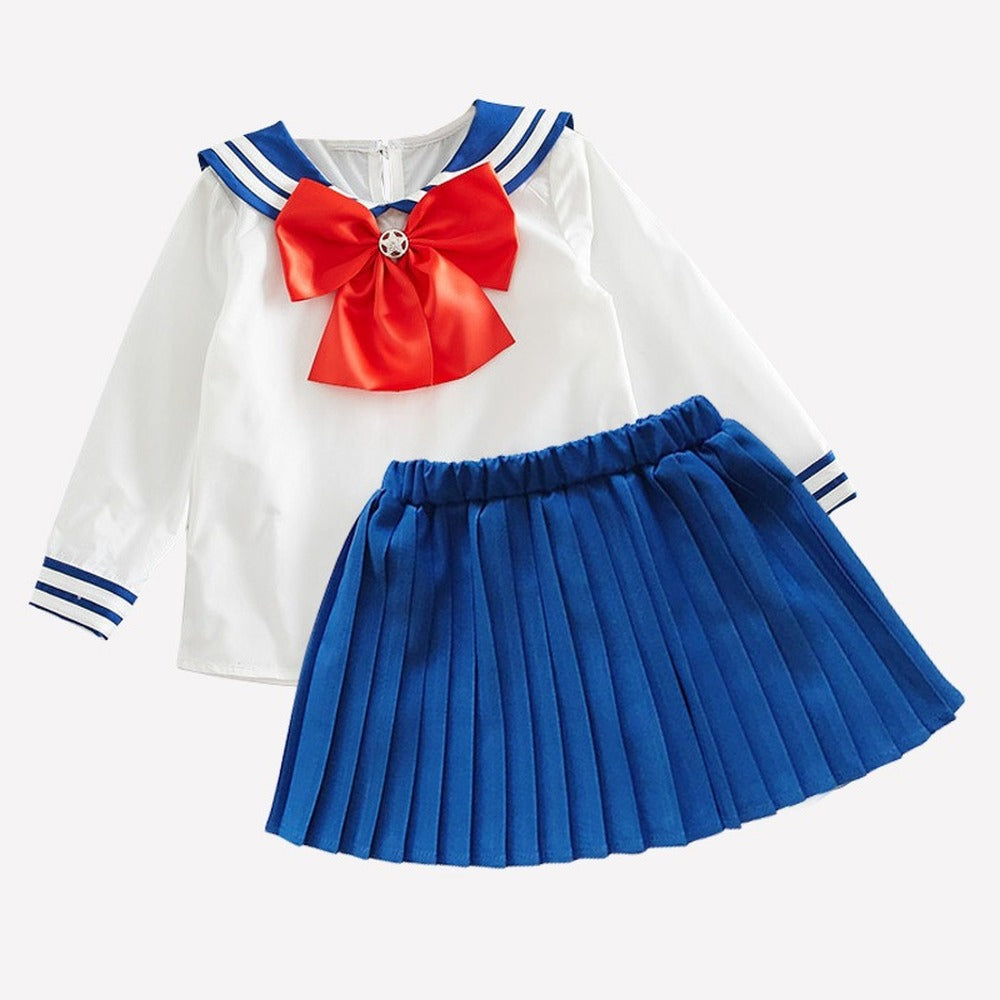 Girls Navy Sailor Costume Child Halloween Long Sleeve School Uniform ...